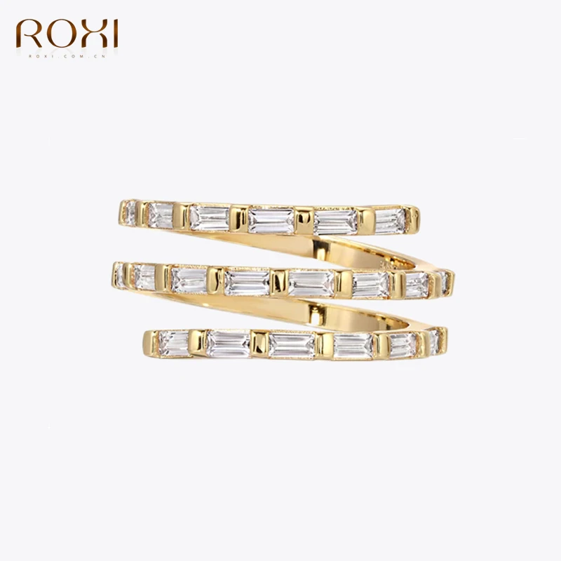 ROXI Ins Three Layer Premium Ring Zircon Stone Ring for Women 18k ...