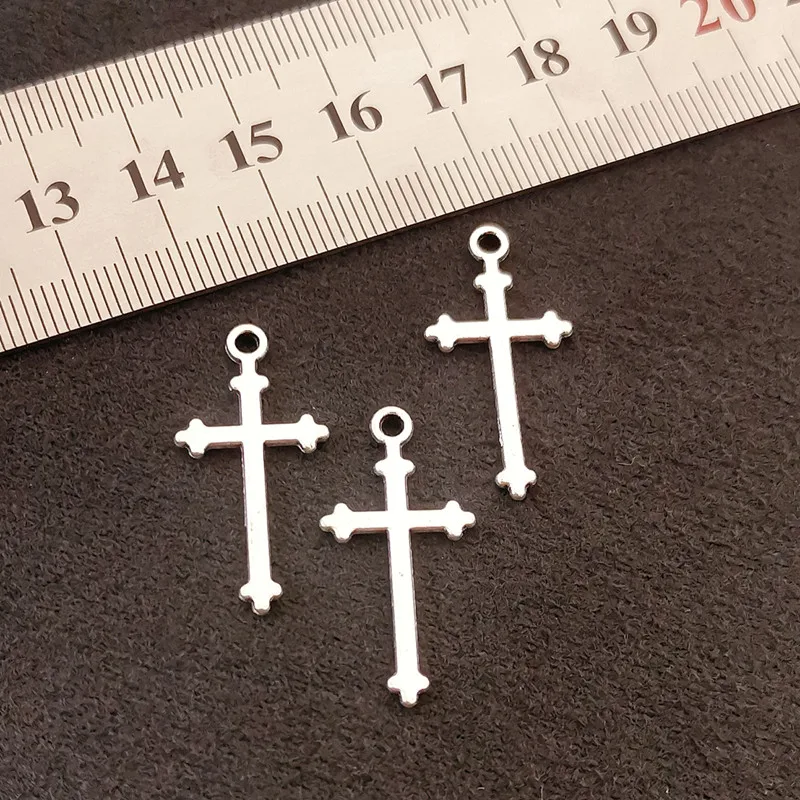 JINDINSP-55pcs-Charms-Double-Sided-Cross-28x14mm-Tibetan-Silver-Color ...