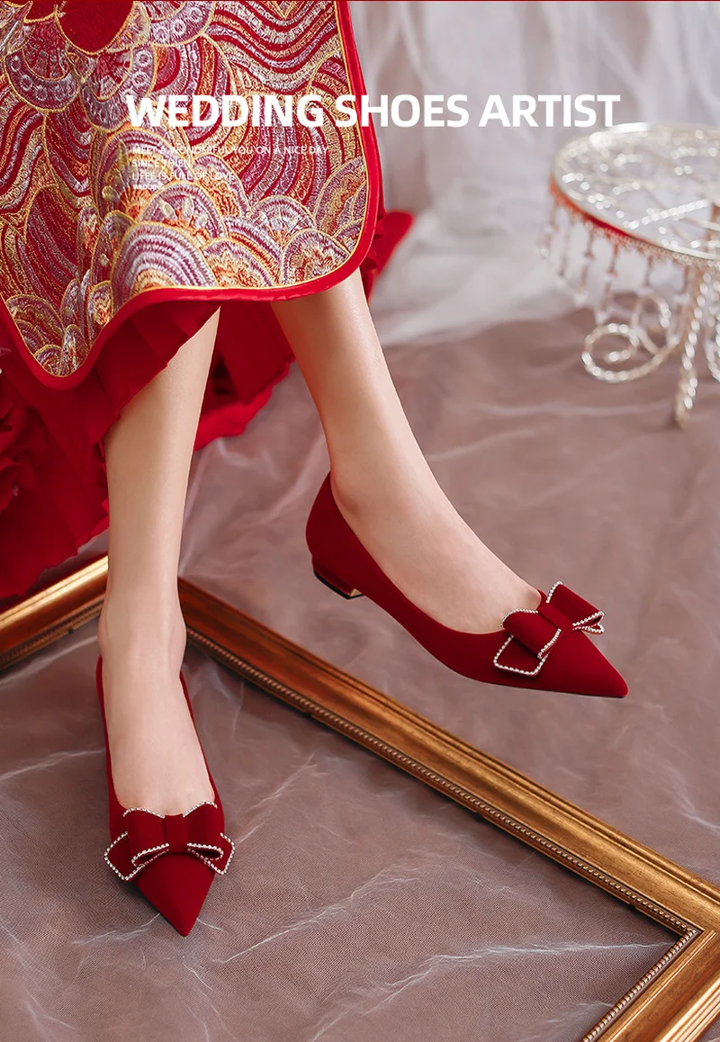 Red Flat Bridal Shoes
