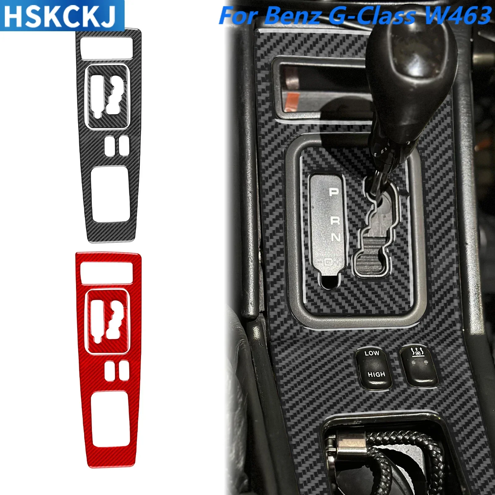 Car Accessories Carbon Fiber Central Gear Shift Panel Set Interior ...