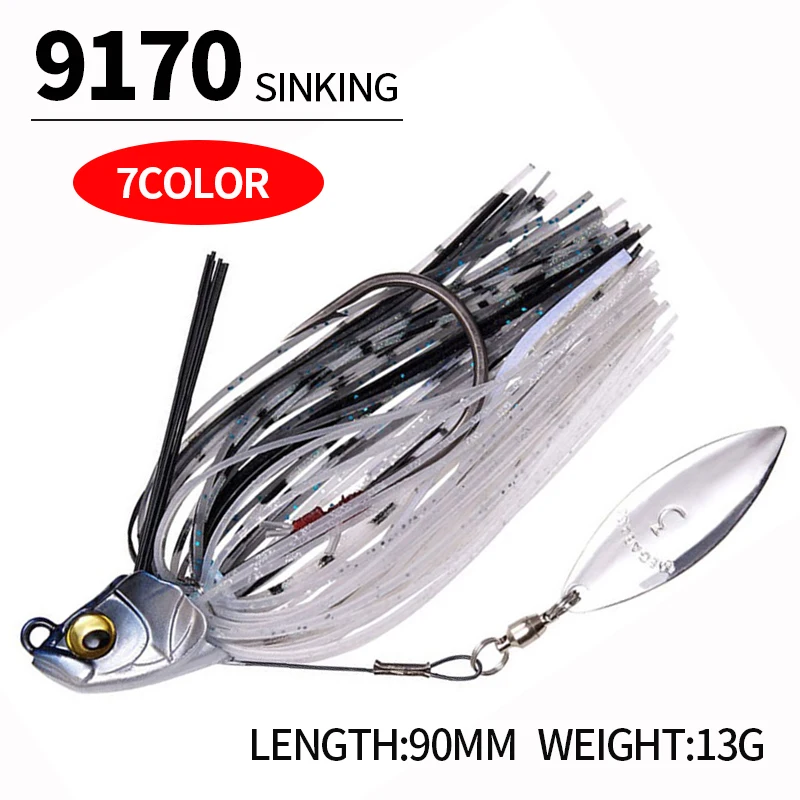 1PCS 13g Metal Jigs Silicone Skirt Fishing Swimbait Jig Heads Lures ...