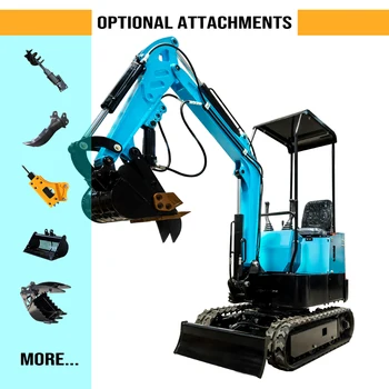 1 Ton Mini Excavator With Awning Hydraulic Crawler Digger Enclosed Cap ...