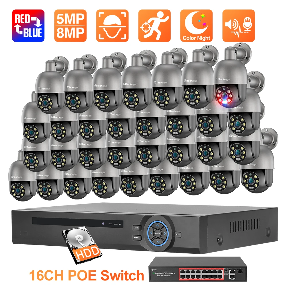 Techage-36CH-4K-Surveillance-System-UHD-8MP-PTZ-Camera-with-CCTV ...