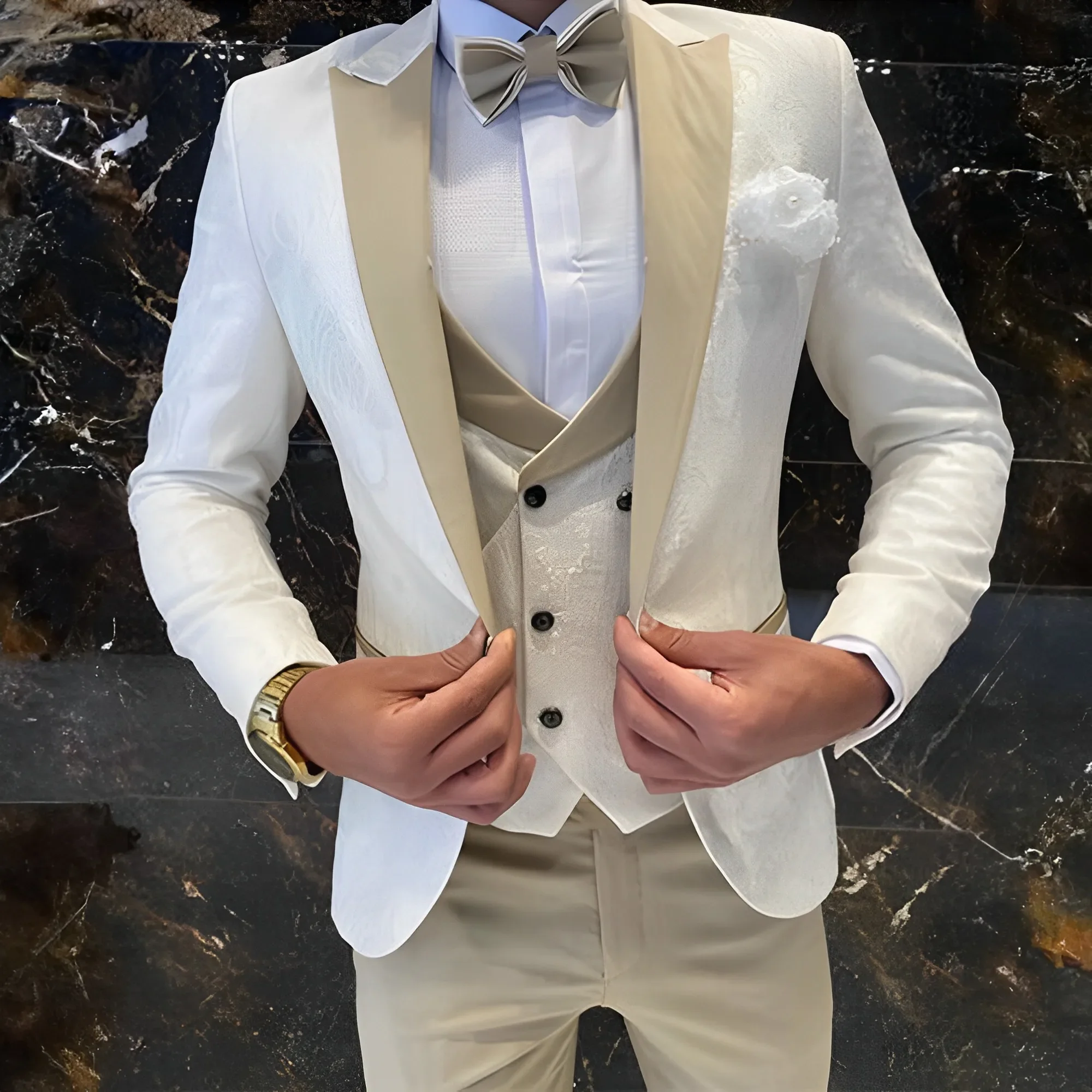 Ivory-traje-de-novio-de-boda-para-hombre-chaqueta-de-3-piezas ...