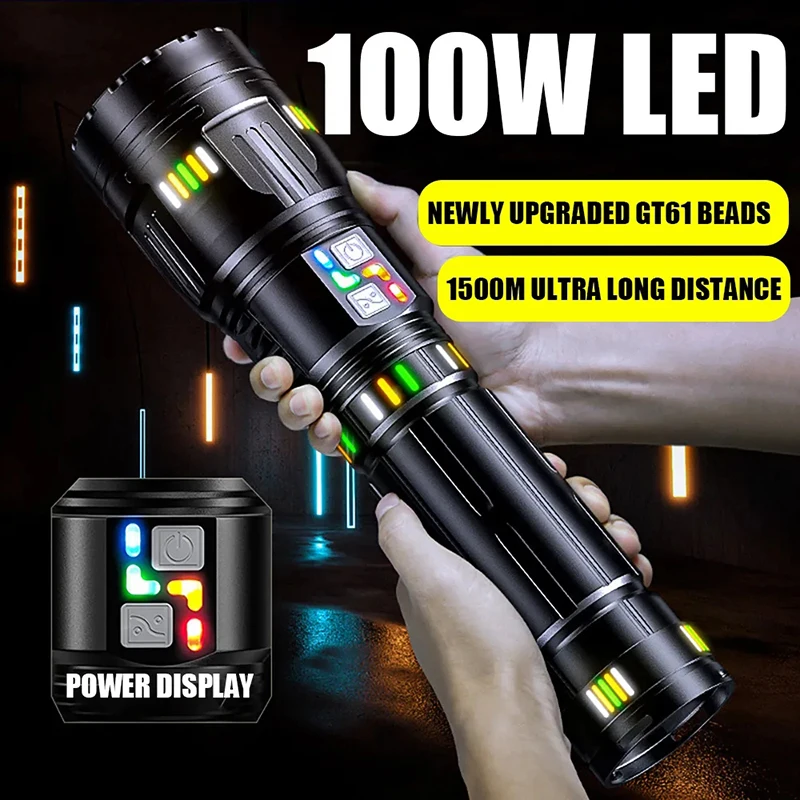 Powerful Long Range LED Flashlight Super Bright Zoomable Tactical Torch ...