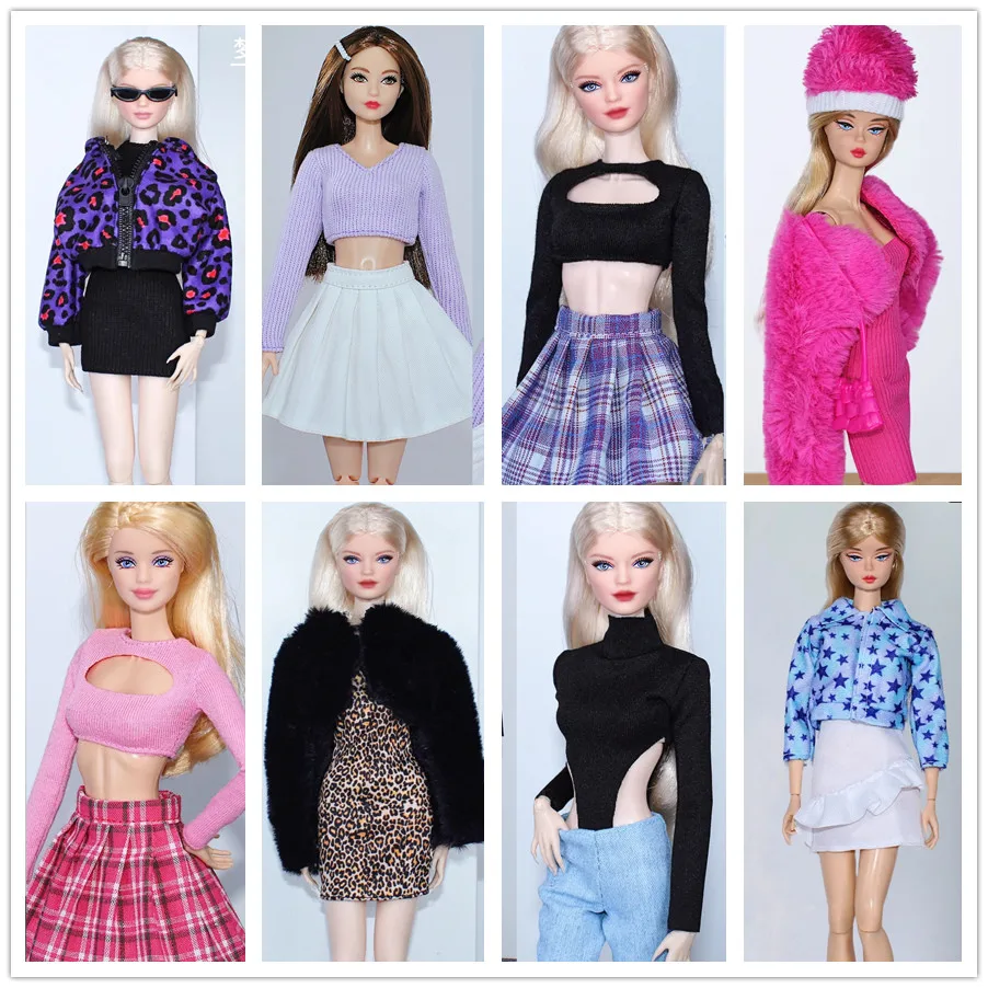 Barbie-Conjunto-Roupas-Boneca-Moda-Vestido-Camisola-Casaco-Cal-as-1-6 ...