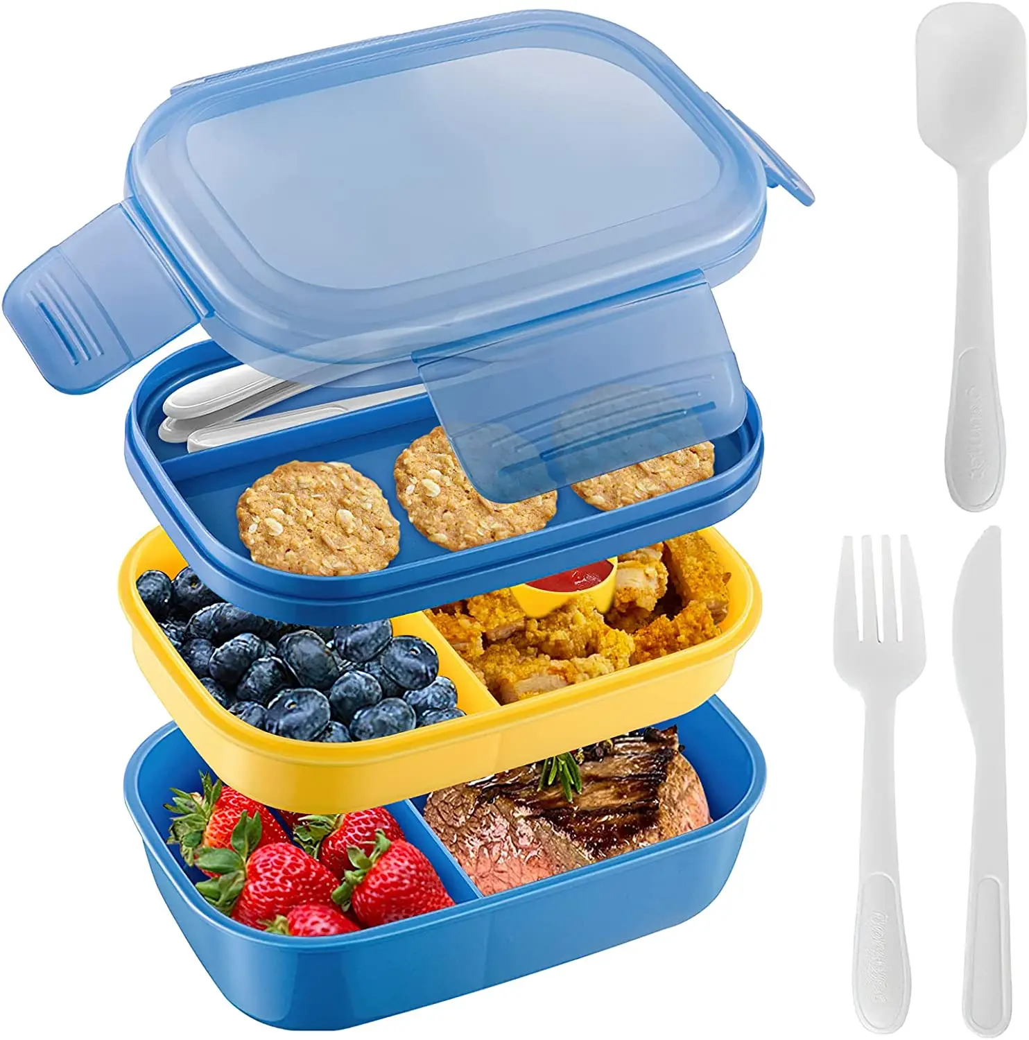 Bento-Box-Lunch-Box-3-Stackable-Bento-Lunch-Containers-with-Utensil-Set ...