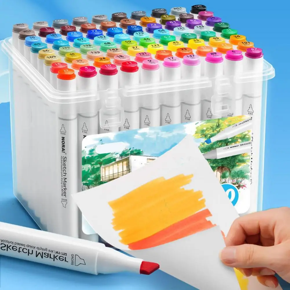 1 Set Creative Double Head Marker Set 12/24/36/48/60 Colors Highlighter ...