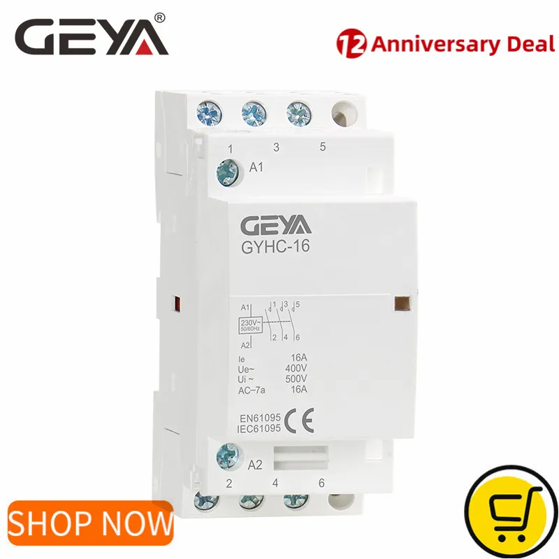 GEYA AC Contactor 3Pole 16A 20A 25A 3NO 220V Din Rail Household ...