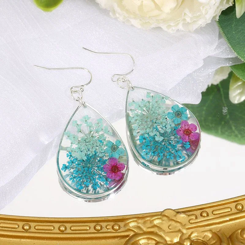 Unique-Pressed-Flower-Earring-Handmaking-Epoxy-Resin-Natural-Flower ...