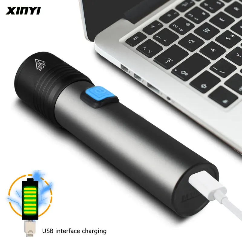 Linterna-LED-recargable-por-USB-con-T6-LED-incorporado-l-mpara-LED ...