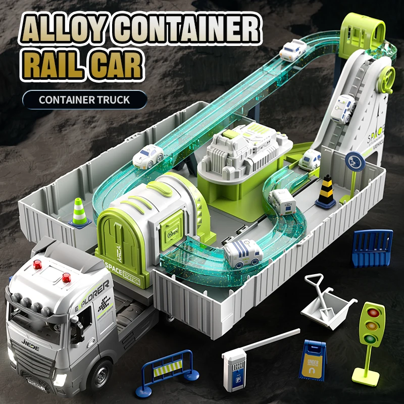 Super-large-children-s-alloy-container-car-space-rail-car-crane-large ...