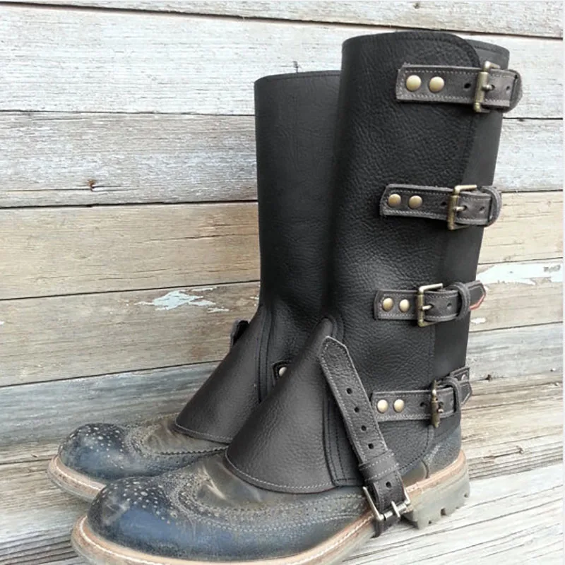 Steampunk Medieval Viking Warrior Knight PU Leather Leg Armor Greaves ...