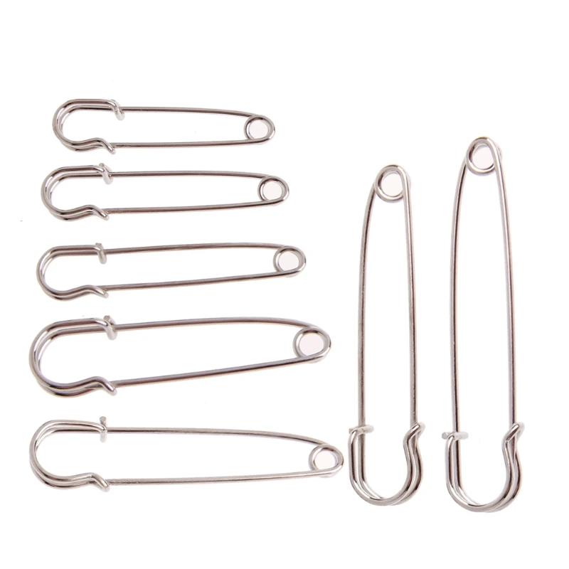 10-Pcs-Set-Silver-Tone-Safety-Pins-Large-Strong-Heavy-Duty-Pinning-for ...