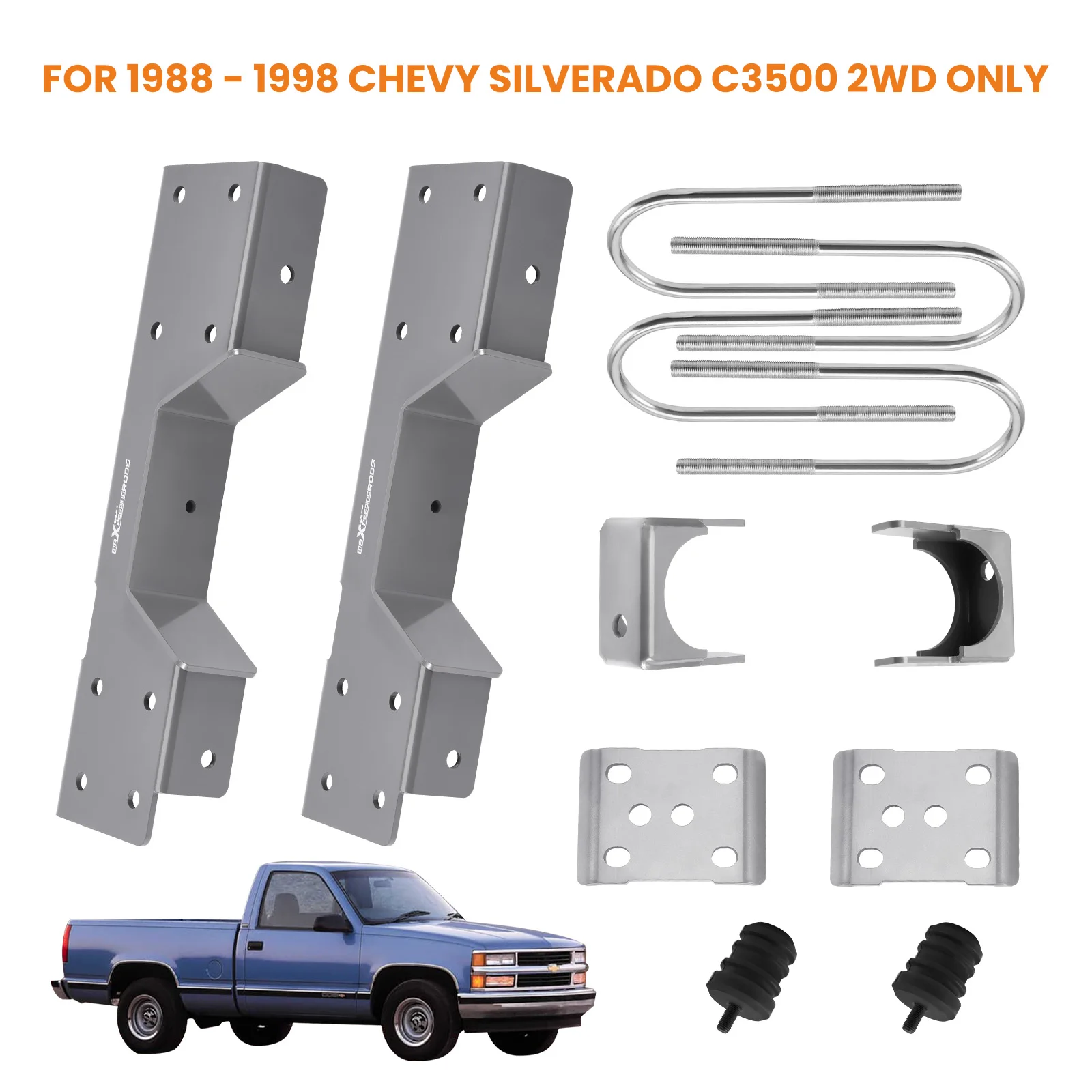 8" Rear Drop Flip C-Notch Kit For Chevy Silverado GMC Sierra C3500 2WD ...