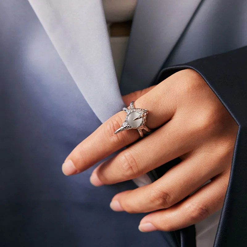 Cross-Star-Stone-Open-Ring-Y2K-Gothic-Irregular-Opal-Stone-Rings-for ...