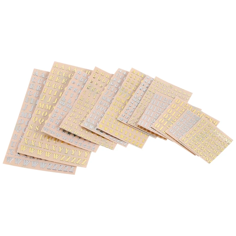 12-Sheets-Letter-Resin-Stickers-Small-Alphabet-Number-Stickers-For ...