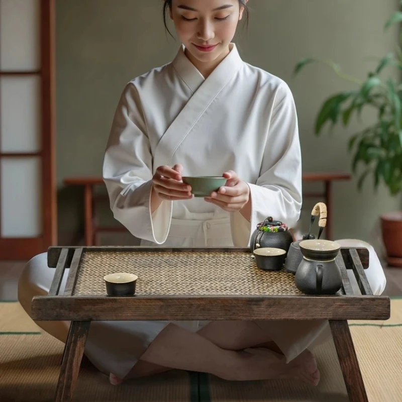 Premium Folding Tatami Table - Traditional Japanese Tea Desk Solid Wood ...