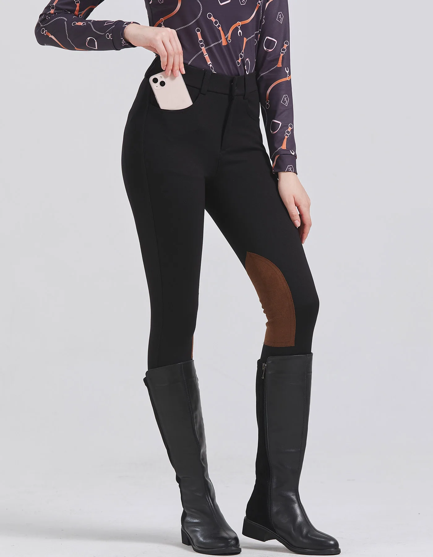 Half-leather, anti-slip equestrian sport pants, unisex all-season horse ...
