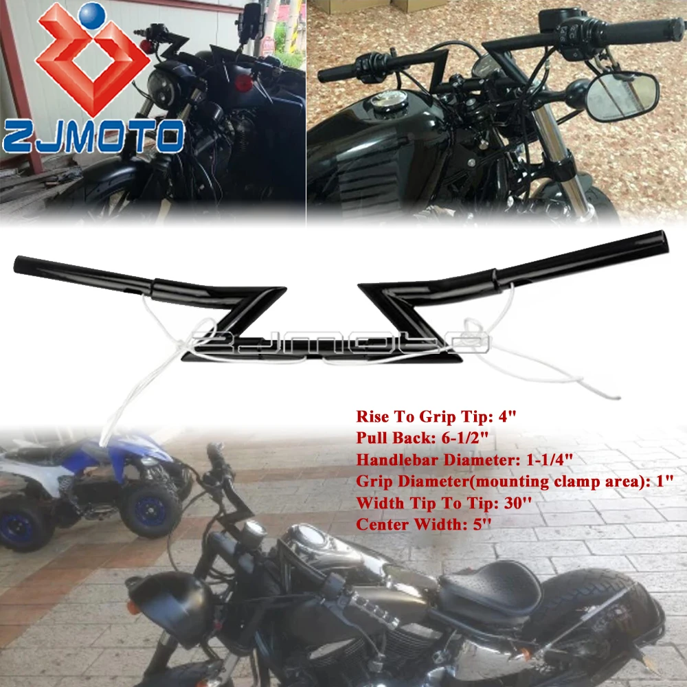 1-Z-Bars-Handlebar-Motorcycle-Drag-Bar-For-Harley-Scrambler-Softail ...