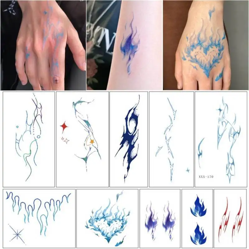 Blue Flame Heart Tattoos