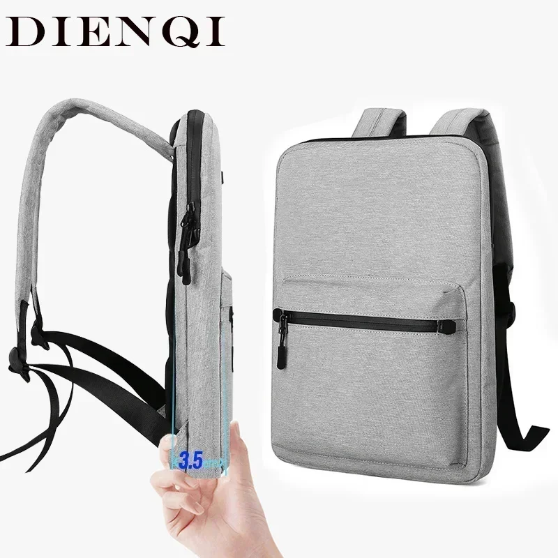 DIENQI-Ultra-thin Men's Backpack School Bag Thin 15 Inch Laptop Man Bag ...