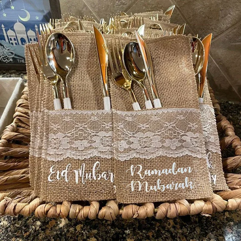 5pcs-Eid-Ramadan-Mubarak-Burlap-cutlery-holder-farm-Al-Adha-Muslim ...
