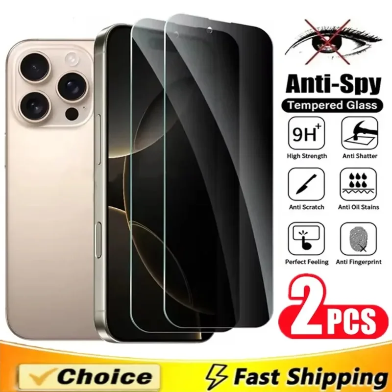 2Pcs Privacy Screen Protector for IPhone 15 13 12 11 14 16 Pro Max Mini ...