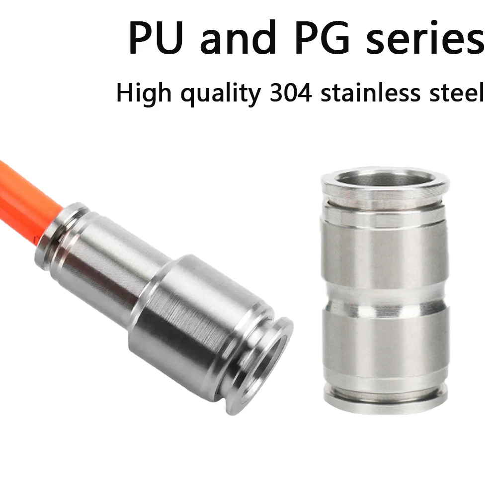 304 Stainless Steel Pneumatic Connector PU Straight PG Reducer Quick ...