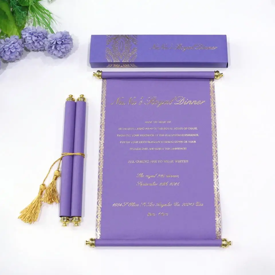 Princess Wedding Scroll Invitations
