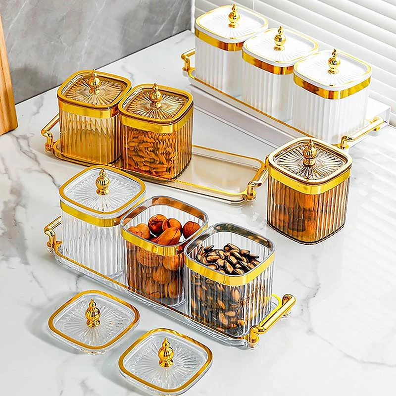 Plastic-Square-And-Round-Cans-Sealed-Cans-Grains-Kitchen-Storage-Tea ...