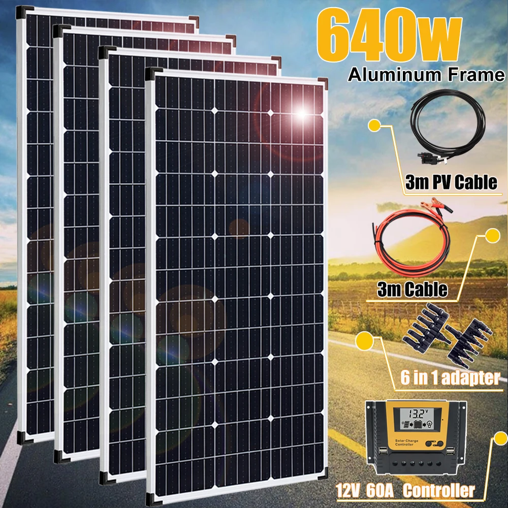 640w-320w-160w-solar-panel-aluminum-frame-kit-complete-12v-battery ...