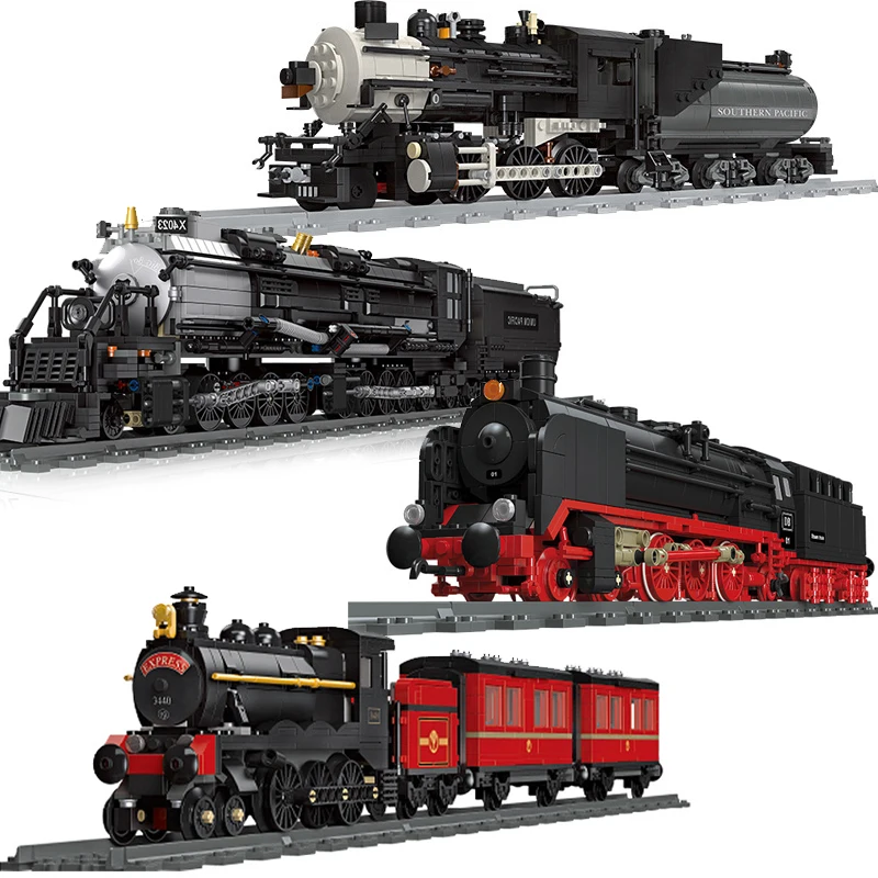 City Train Rails Tracks Wagon Building Blocks Red Train Station Wheels ...