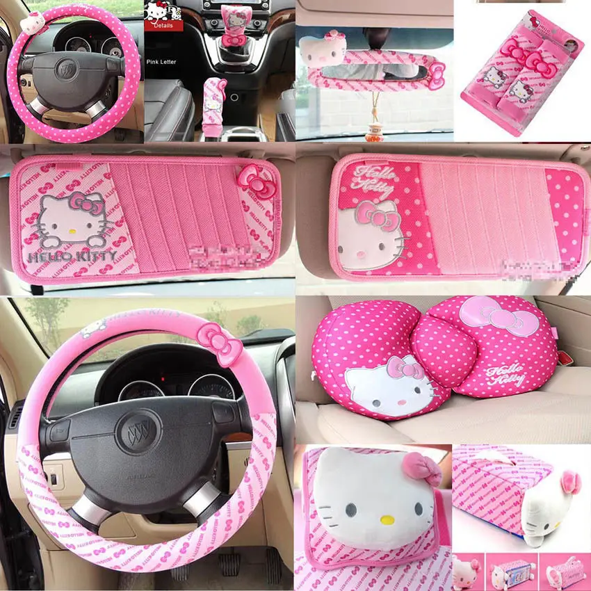 Sanrio Kawaii Hello Kitty Girl Car Interior Auto Accessories Set Seat ...