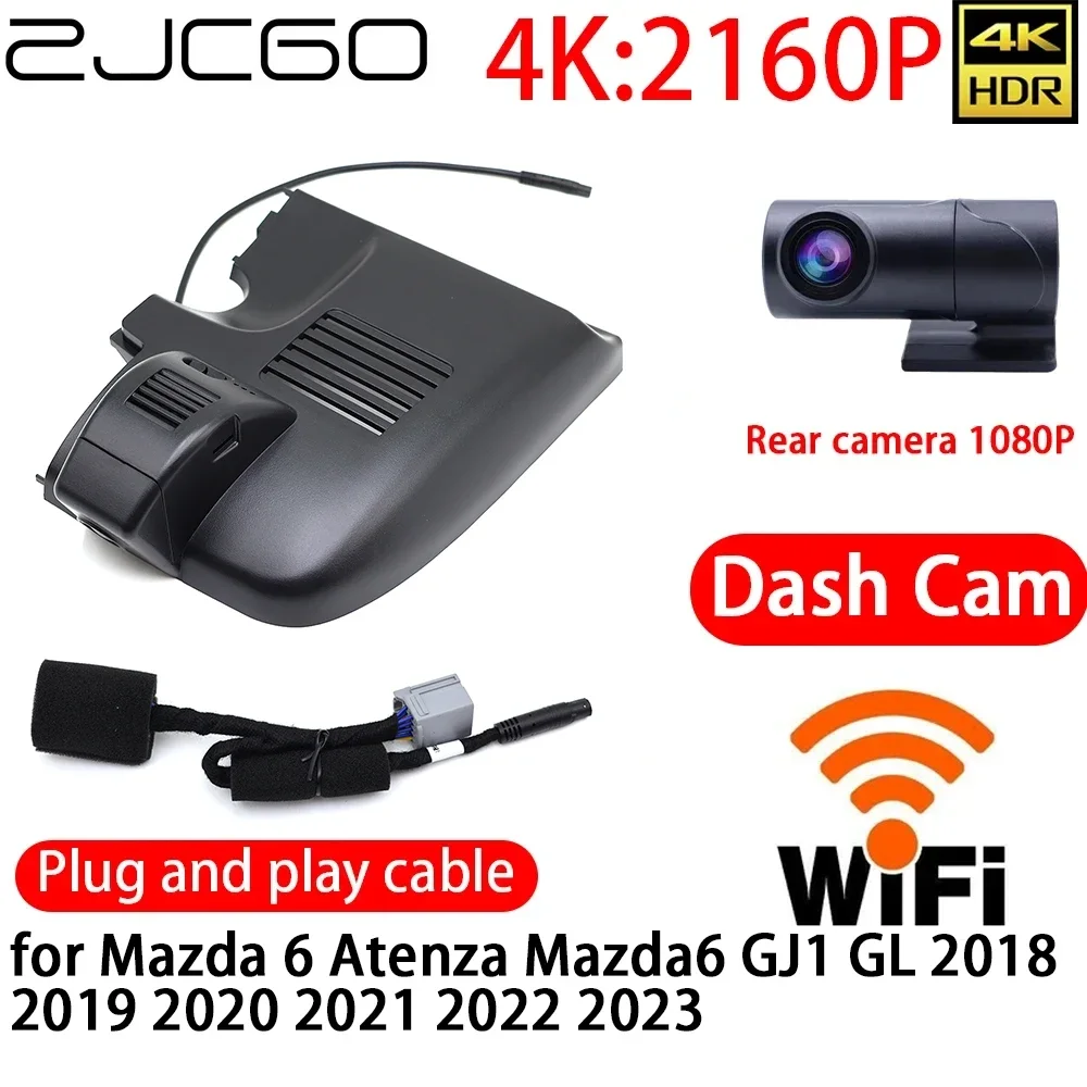 ZJCGO 4K DVR Dash Cam Wifi Front Rear Camera 24h Monitor For Mazda 6 ...