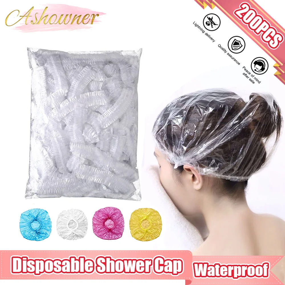 Disposable Shower Caps Plastic Shower Headgear Adult Hair Drying Clear ...