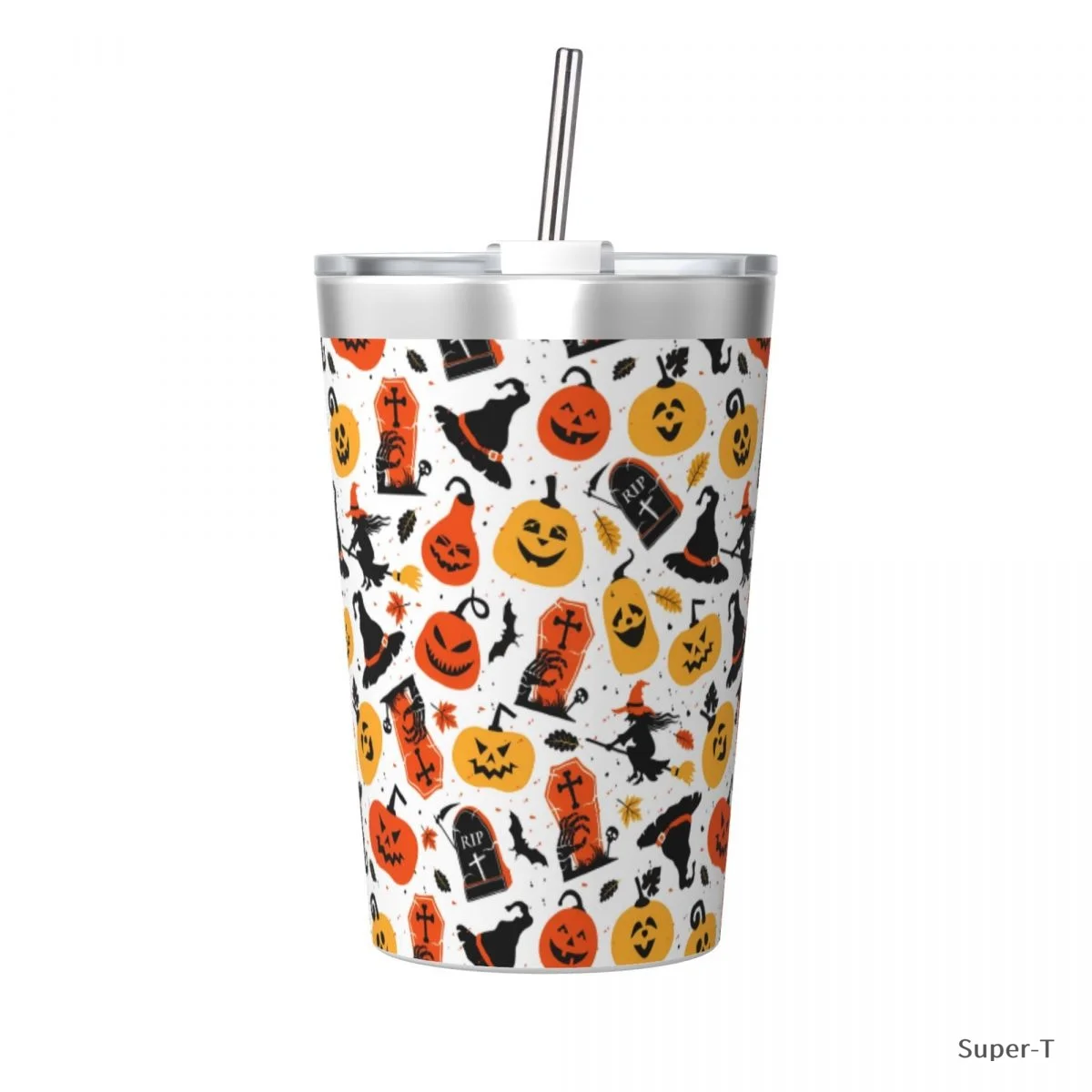 Halloween-Color-Festive-Cup-with-Straw-Thermos-Bottle-DIY-Coffee ...