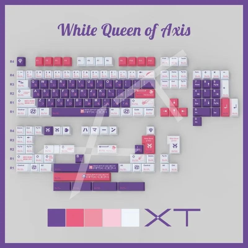148 Keys/set White Queen Of Axis Keycaps Pbt Dye Subbed Key Caps Cherry ...