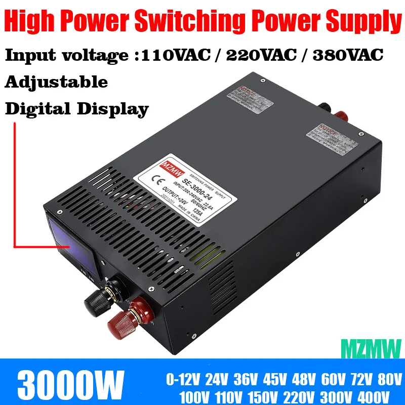 3000W Switching Power Supply 0-15V 24V 36V 48V 60V 80V 110V 220V 300V ...