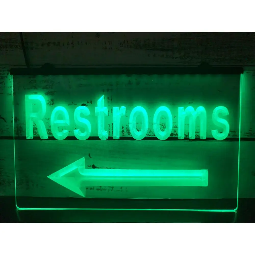 Restrooms Arrow Toilet Cafe Bar LED Neon Sign-3D Carving Wall Art for ...