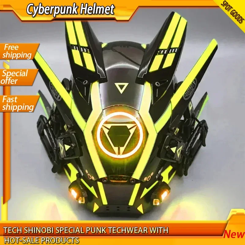 New-Cyberpunk-Helmet-Mask-Samurai-Robot-Tech-Shinobi-Special-Punk-Techwear-With-Led-Light ...