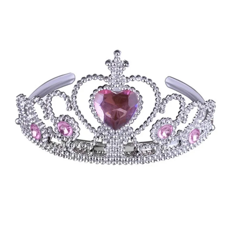 Lovely Pink Girls Plastic Hairband Rhinestone Princess Crown Headband ...
