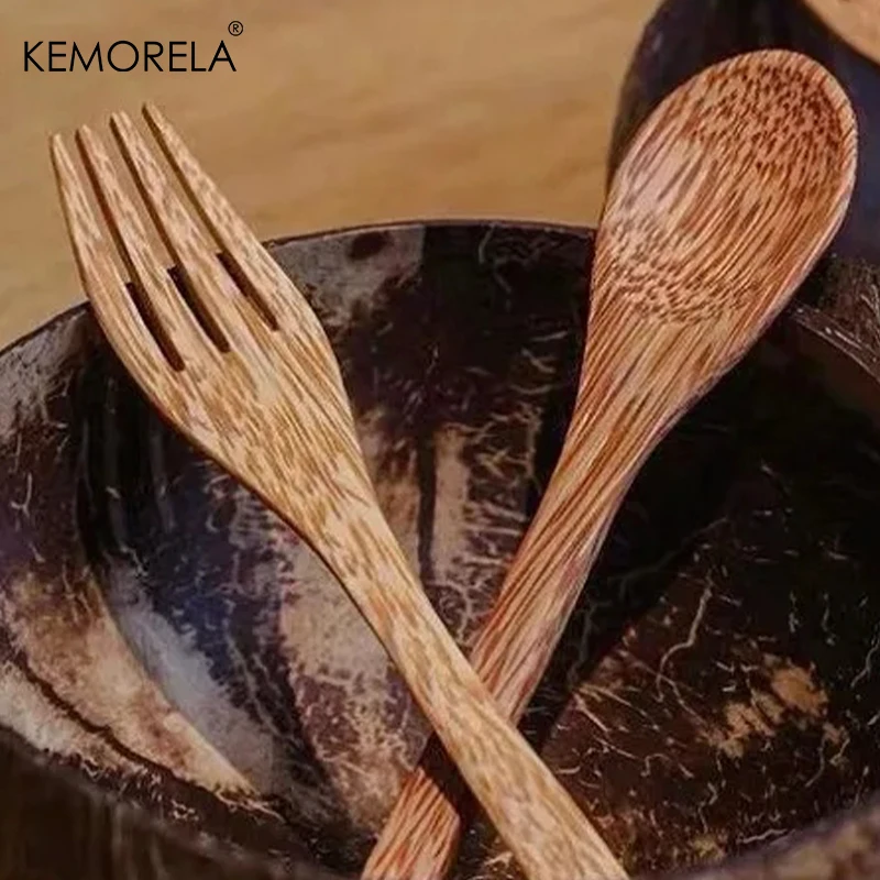 1PC Wooden Spoon Soup and Fork Eco Friendly Products Tableware Natural ...
