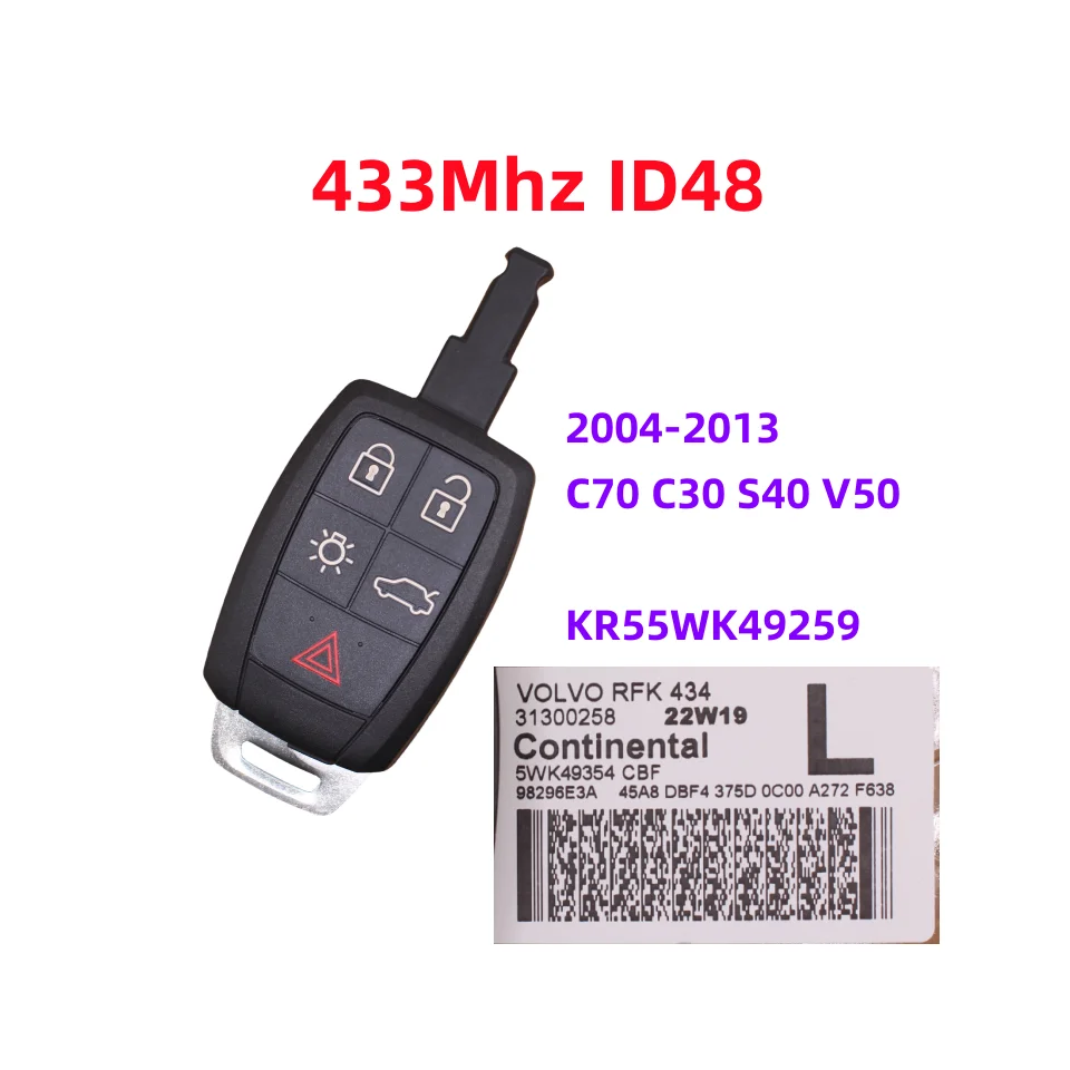 Original-Remote-For-Volvo-S40-C30-C70-2004-2013-5-Buttons-Fobik-PN ...