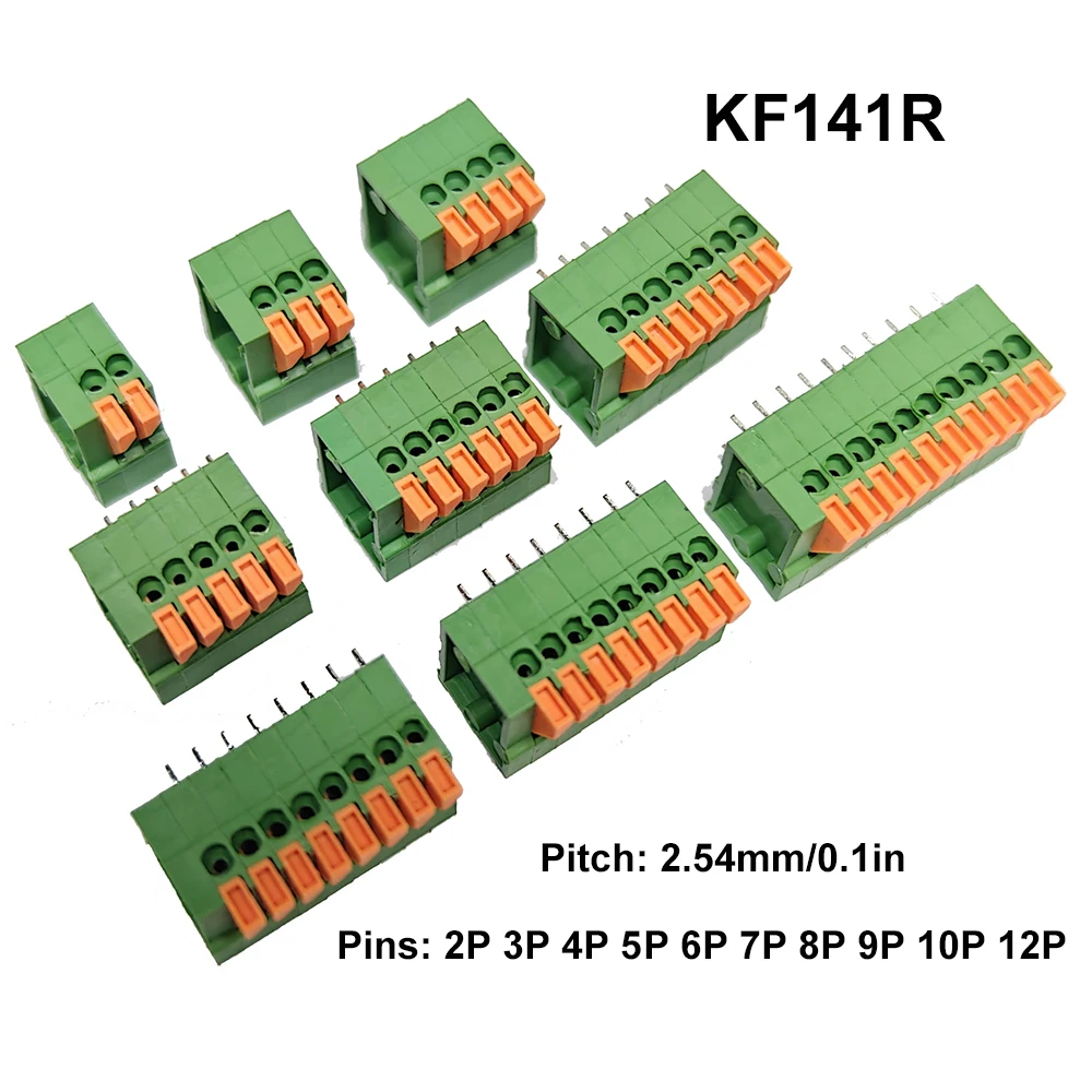 10Pcs 2.54mm Pitch KF141V KF141R Push-in Spring Screwless Terminal ...