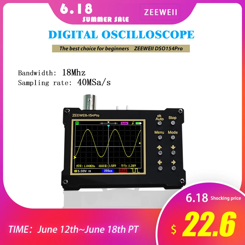 Zeewell Dso154pro 2.4-inch Tela Digital Osciloscópio 18mhz Gerador De ...