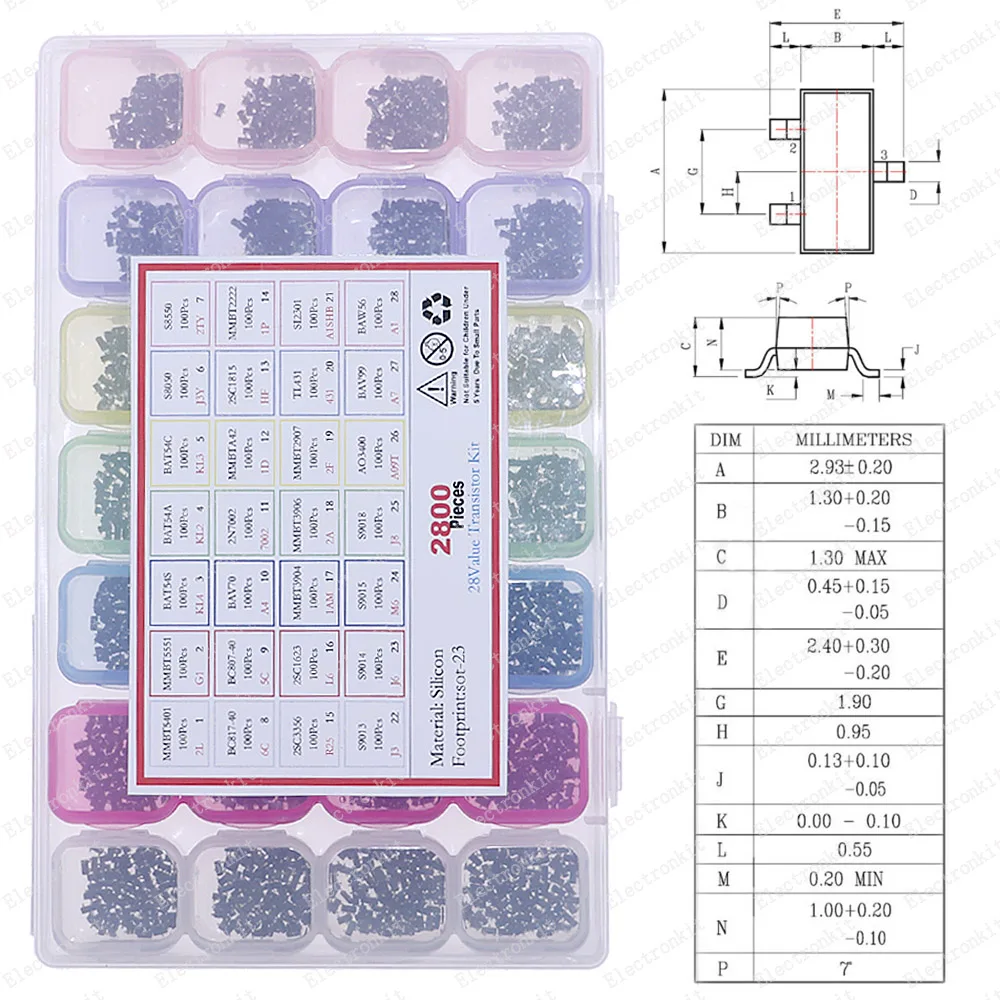 2800pcs-28Value-SMD-Chip-Transistor-Assortment-Kit-2N2222-S8050-S8550 ...