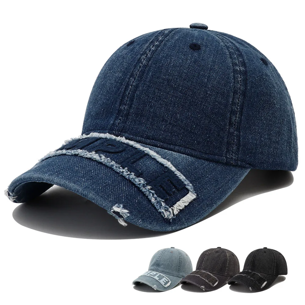High Quality Letter Embroidery Denim Baseball Cap Men Casual Jeans ...