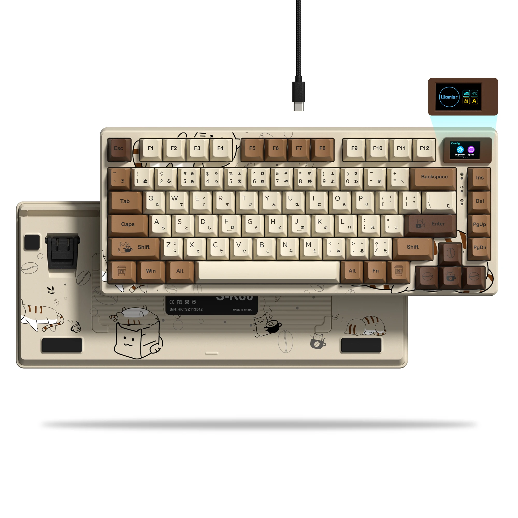 Womier-S-K80-75-Coffee-Cat-Keyboard-with-OLED-Display-Mechanical-Gaming-Keyboard-Hot-Swap ...
