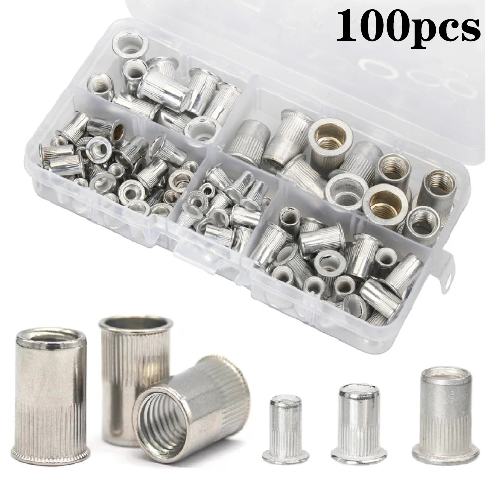100Pcs-Threaded-Rivet-Nuts-M3-M4-M5-M6-M8-Flat-Rivnuts-Suitable-for ...